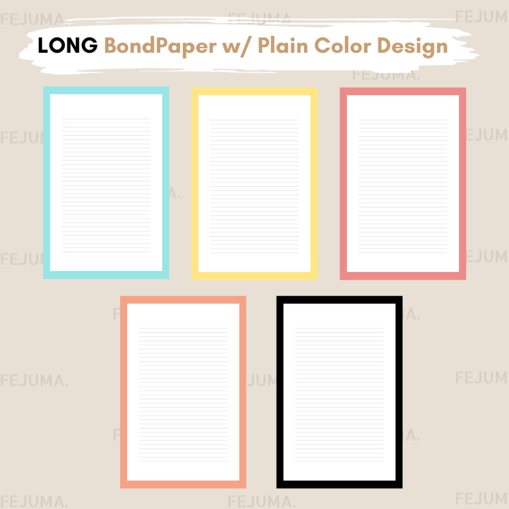 LONG BondPaper w/ Plain Color Design | 20 pages & 50 pages Available ...