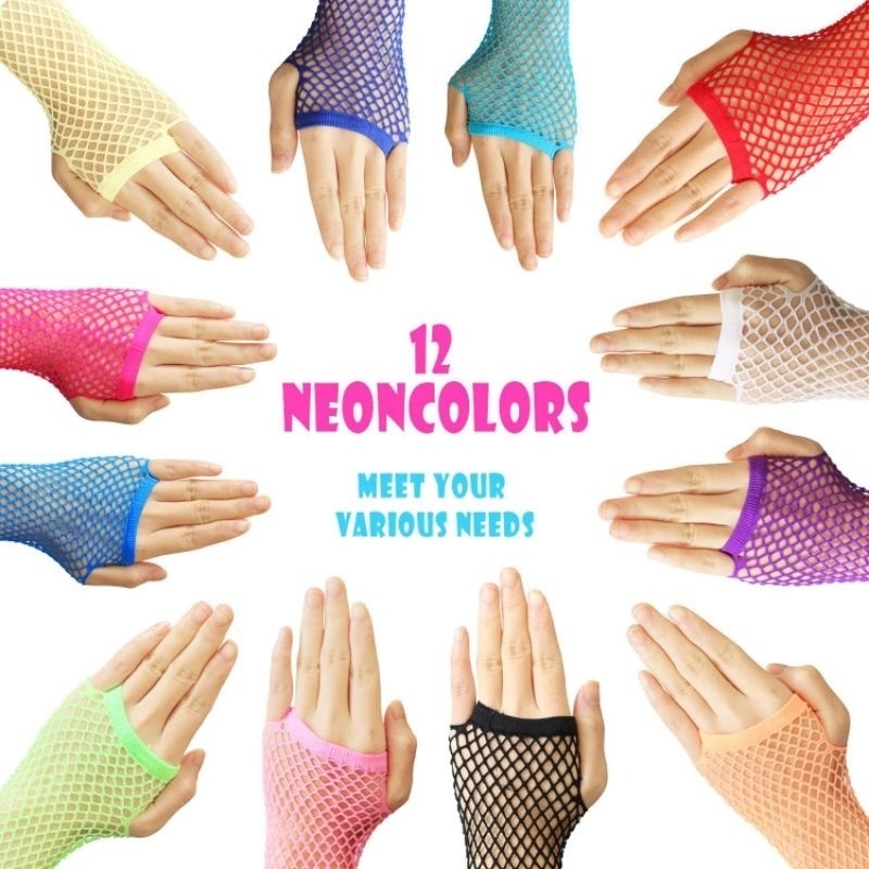 Girls Mesh Gloves Short Wrist Gothic Punk Rock Costume Fancy Party ...