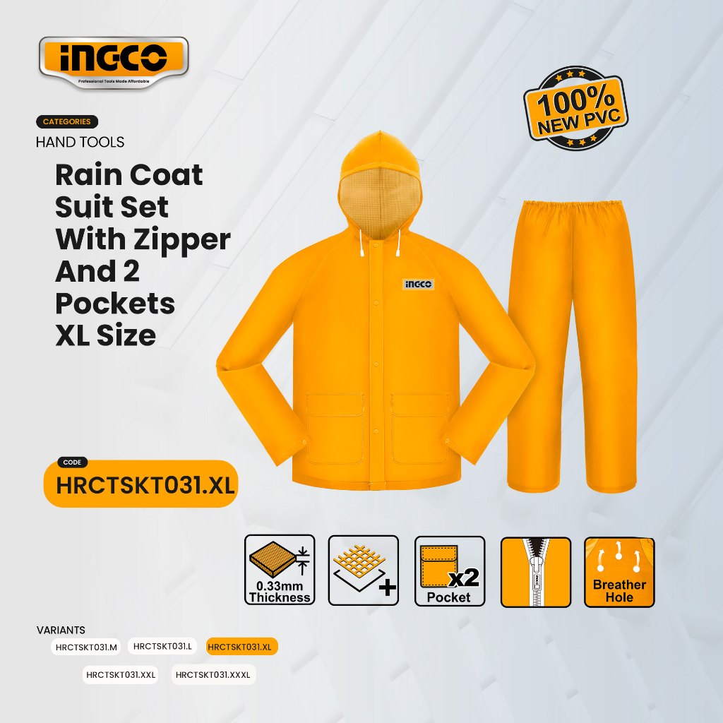Ingco Rain Coat Suit Set with Zipper and 2 Pockets On The Coat 100% NEW ...