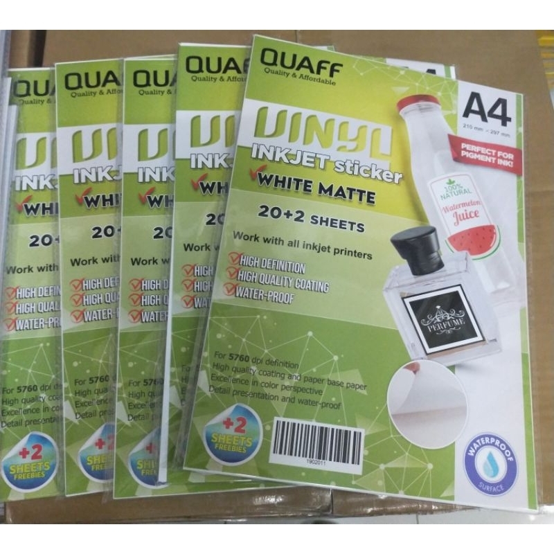 QUAFF VINYL INKJET STICKER GLOSSY/MATTE ASIZE | Shopee Philippines