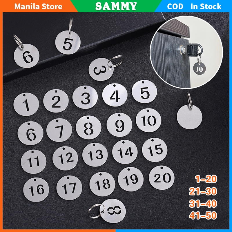 1-50Pcs Round Stainless Steel Key Chain With Hollow Number Numbering ...