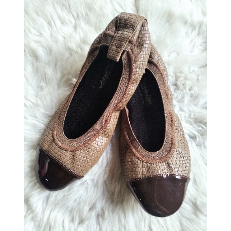 Foldable Garterized Flat Doll Shoes For Women Terry Matt Mocha With ...