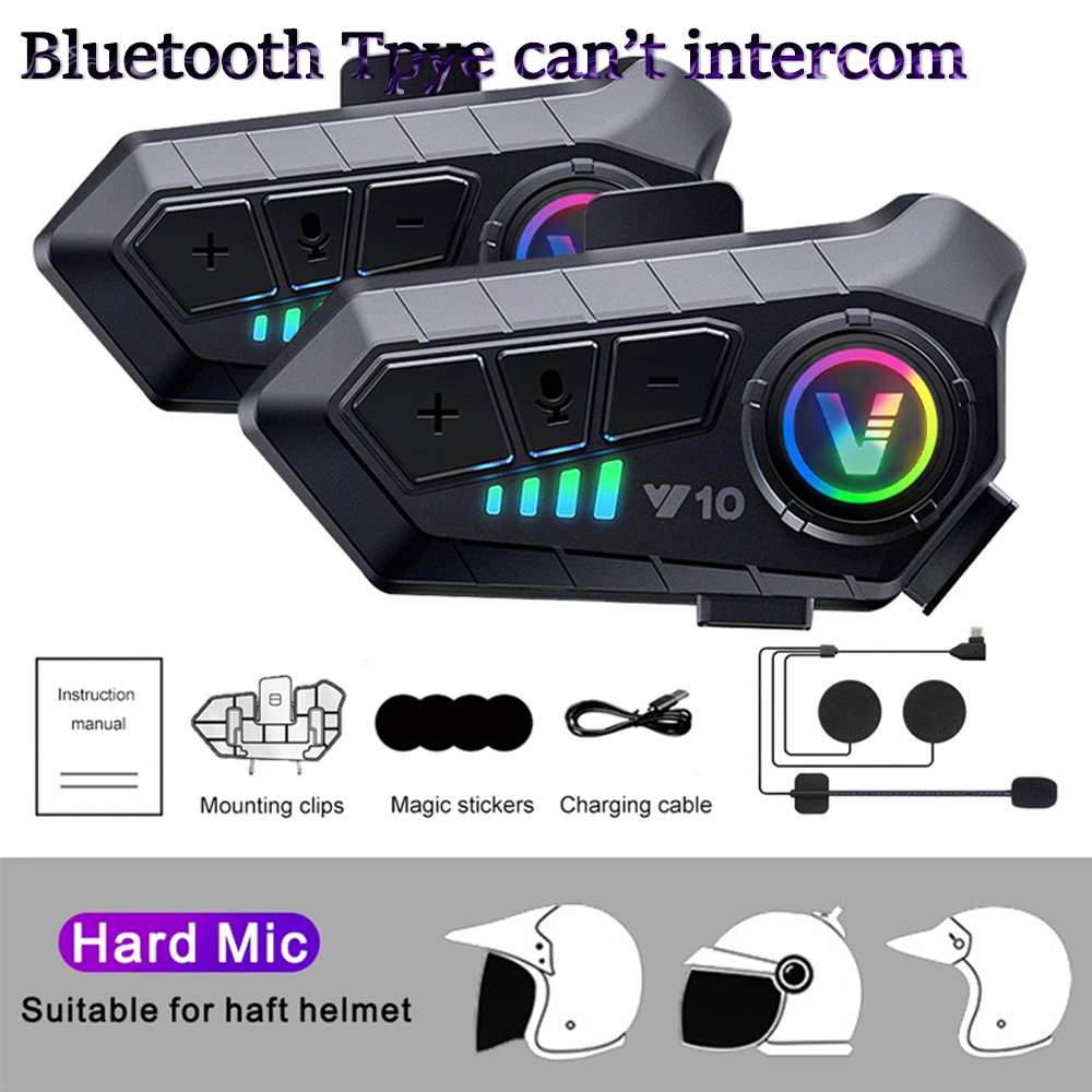 HVA Helmet intercom For Motorcycle Waterproof Bluetooth 5.3 Headset ...