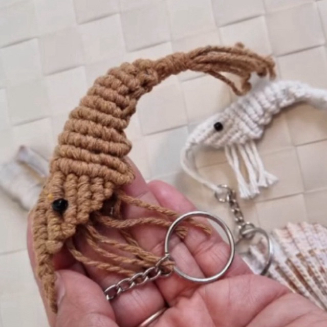 [10 PCS] knotjustanything.ph Macrame Shrimp keychain Christening Souvenir Customized | Shopee ...