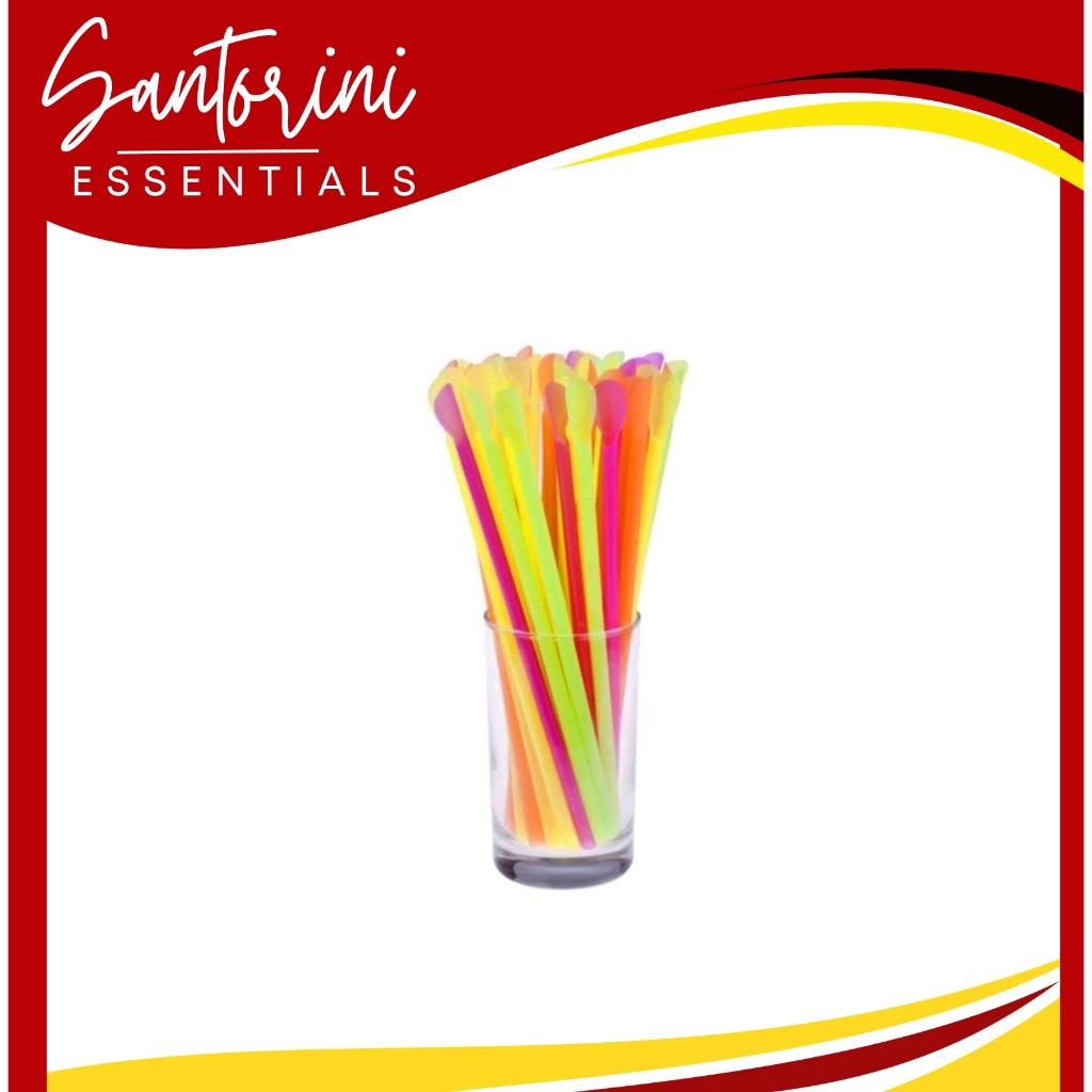 Plastic Straw Spoon Bar Slush Straw Colored Assorted 6mm 20cm100pcs ...