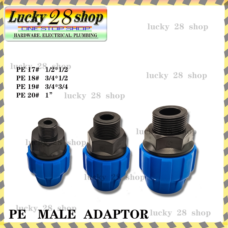 PE Compression Pipe Fittings ( MALE ADAPTOR ) 1/2x1/2" , 3/4x1/2" , 3 ...