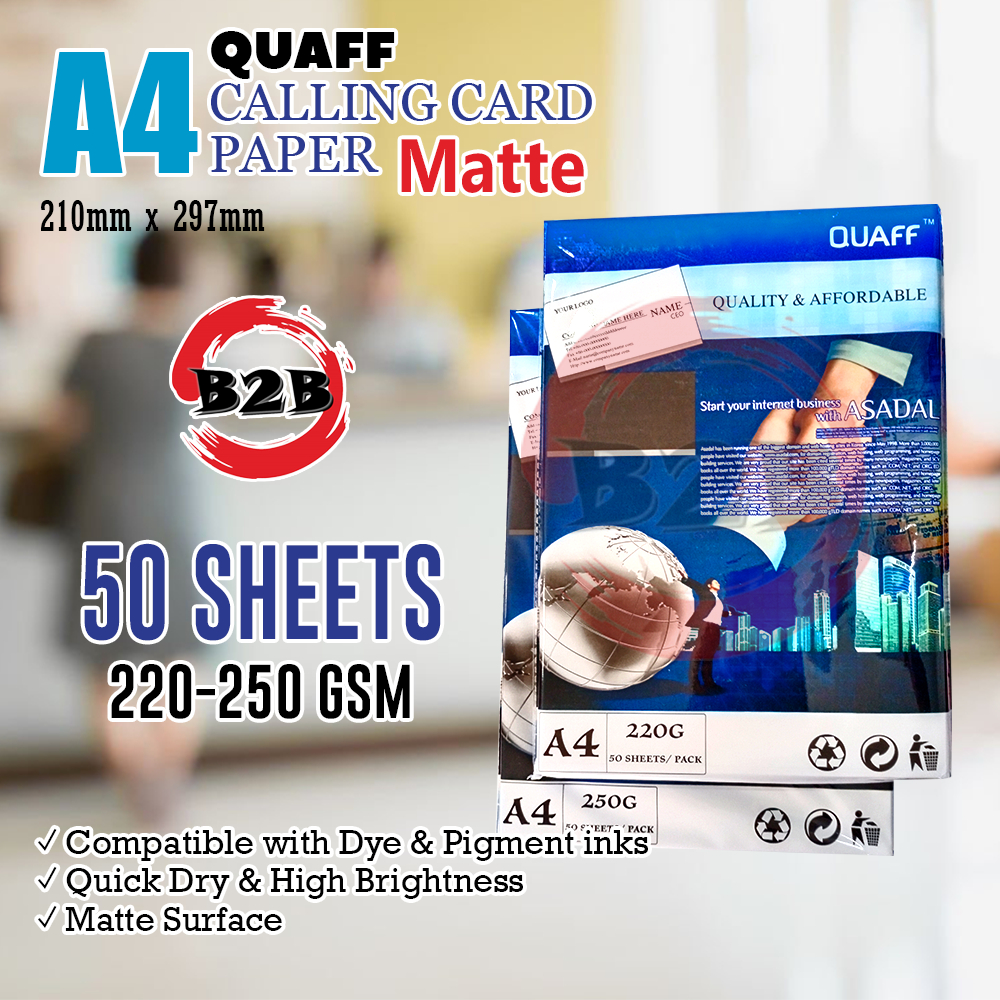 Quaff White Calling Card Paper A4 220gsm 250gsm 50sheets (Matte ...