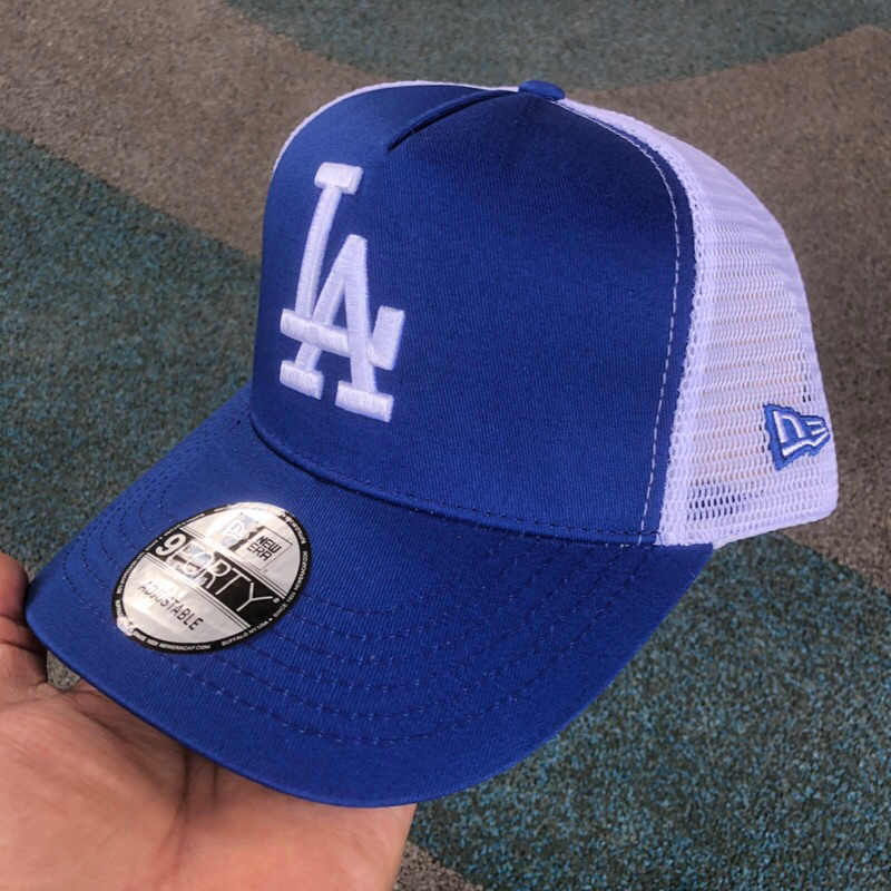 LA cap blue white aframe trucker cap net cap curved high quality ...