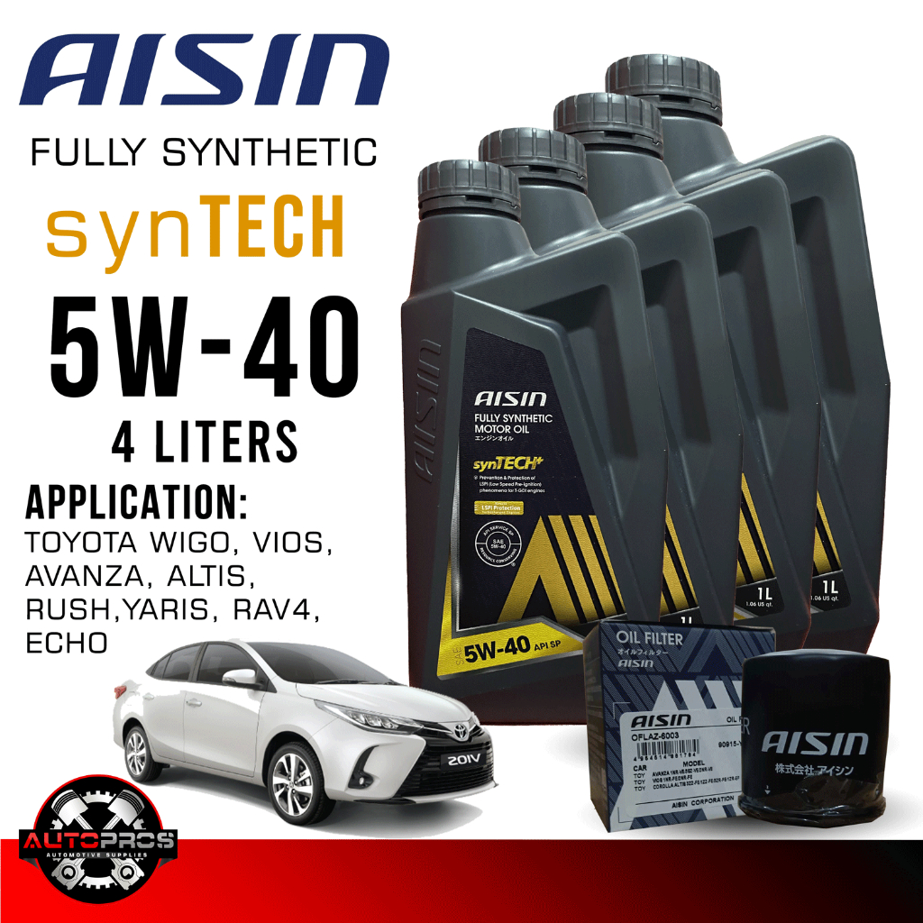 AISIN 5W-40 synTECH+ Fully Synthetic Engine Oil 4 Liters ( Liters Size ...