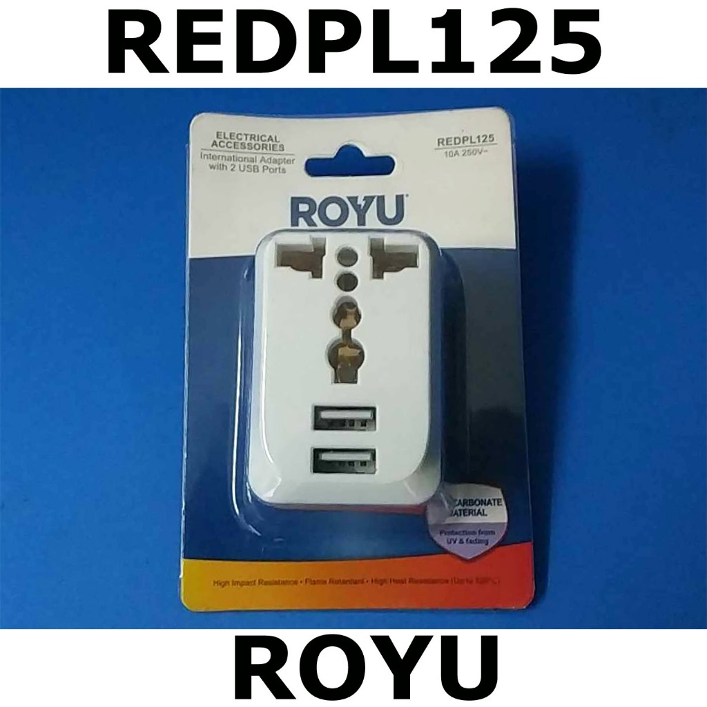 ORIGINAL ROYU REDPL125 USB OUTPUT 10A 250V INTERNATIONAL ADAPTOR WITH 2 ...