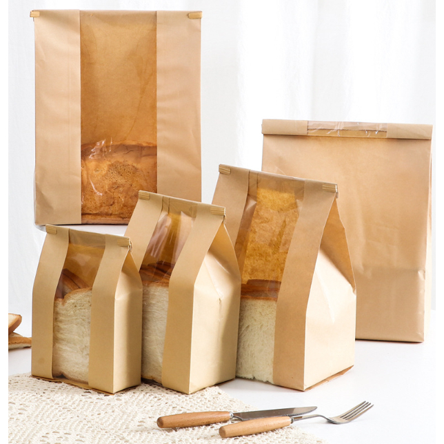 qjoq.ph | 50pcs Brown Bread Bag with Tin Tie Self Sealing Toast Bread ...