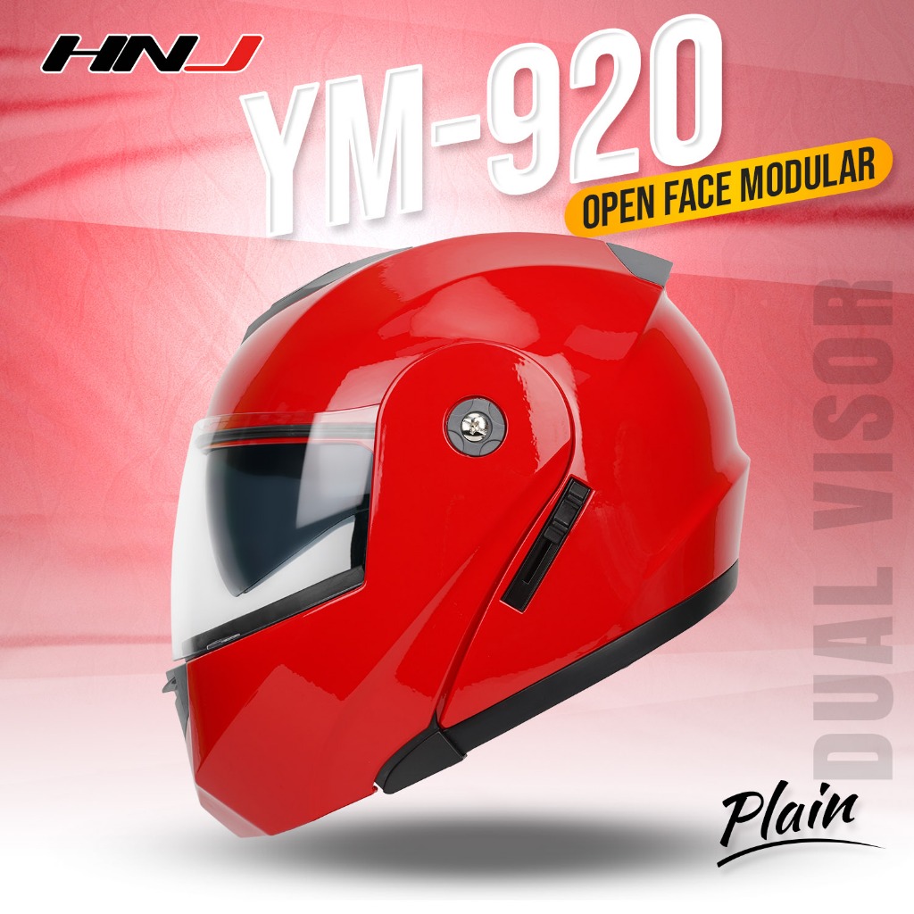 HNJ YM-920 Modular helmet for motorcycles Plain Color (Dual Visor ...