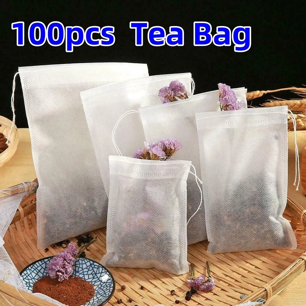 100 Pcs Tea Bag Coffee Filter Pouch Bag Filter and Brew Coffee Tea Bag ...