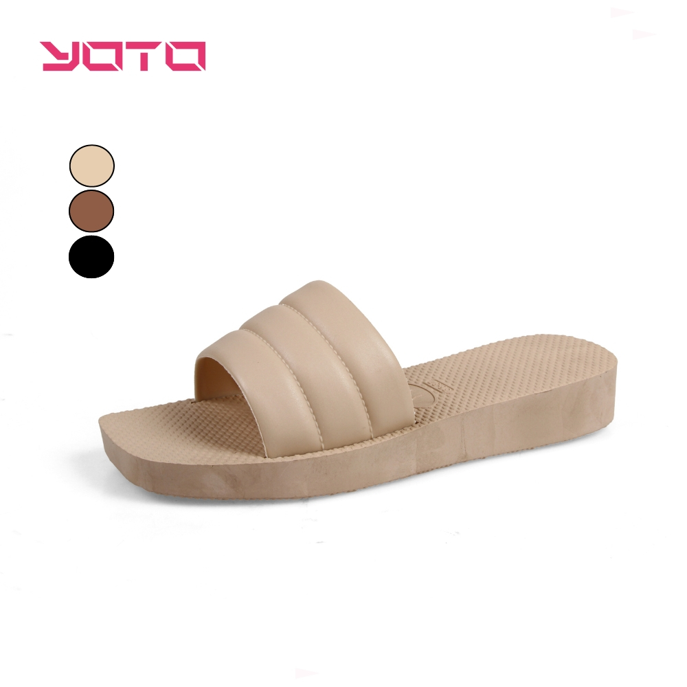 YOTO New Plain Fine Rubber Made Slippers for Women with 2cm Heel Height ...