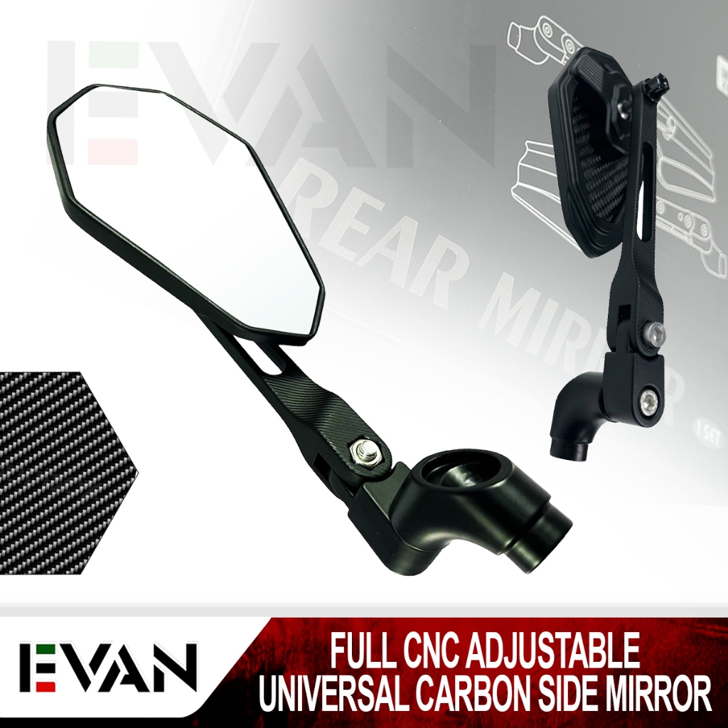 EVAN.SHOP 1 PAIR CARBON FULL CNC UNIVERSAL SIDE MIRROR FOR MOTORCYCLE ...