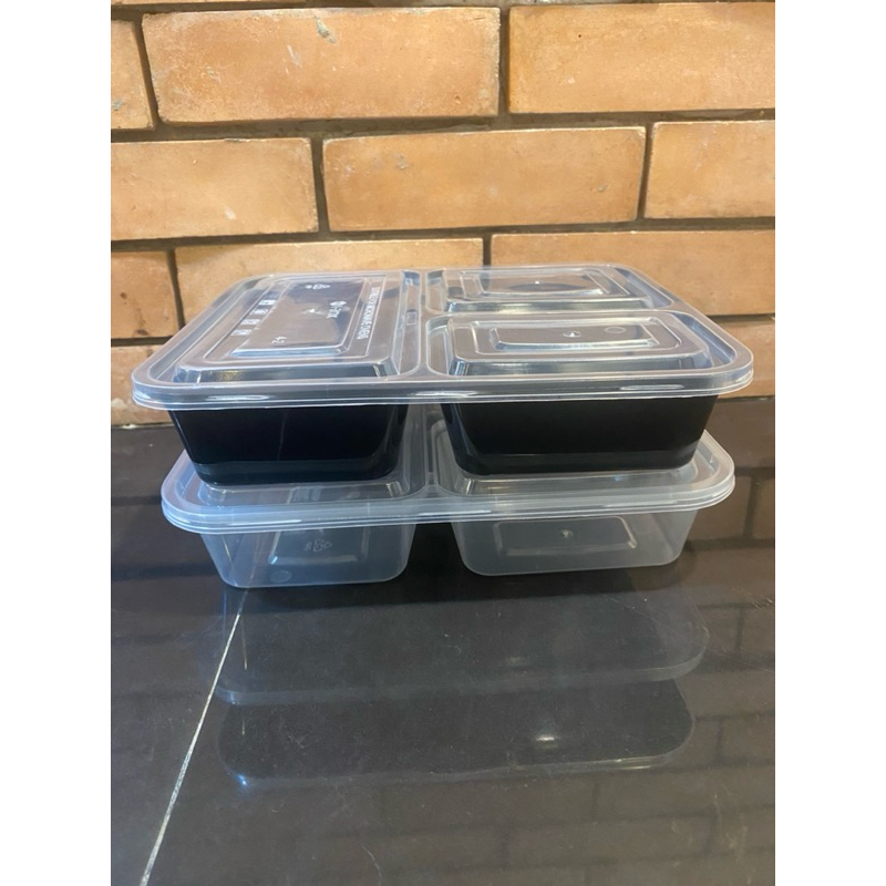 25pcs Bento box clear and black (2 and 3 division) | Shopee Philippines