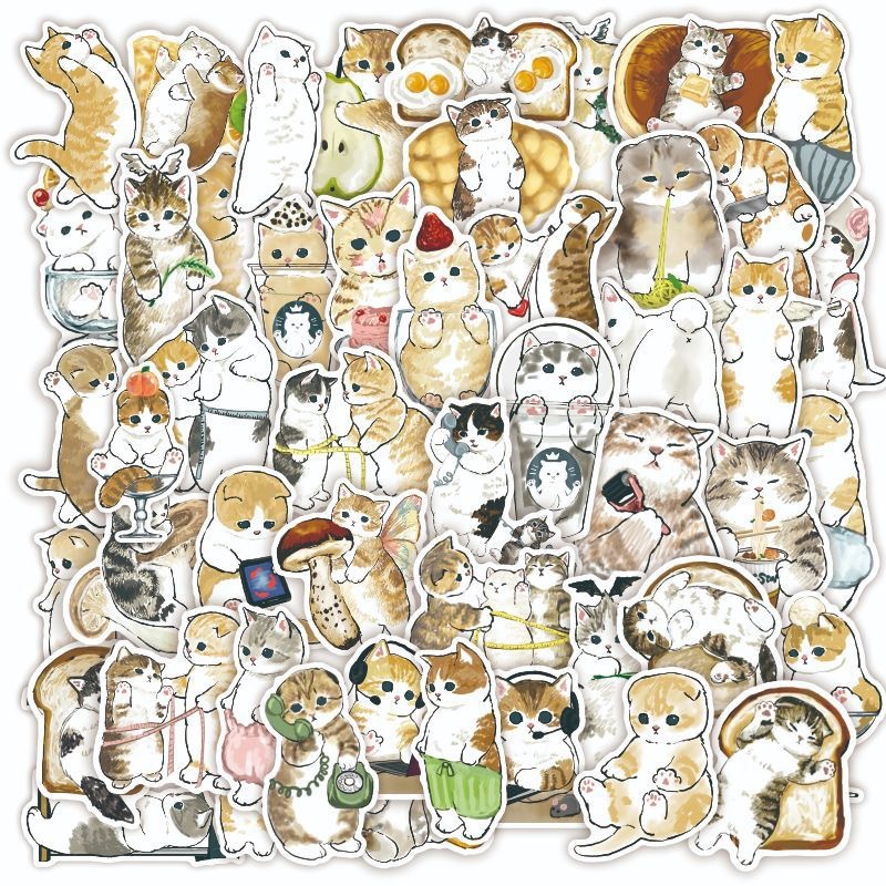 50Pcs/Set Kawaii Kittens Series cute Cats Pets Stickers DIY Fashion ...
