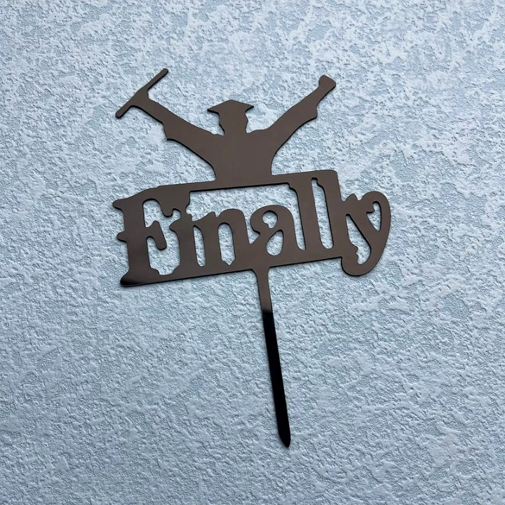 Finally Congrats Grad Graduation theme acrylic cake topper baking props ...