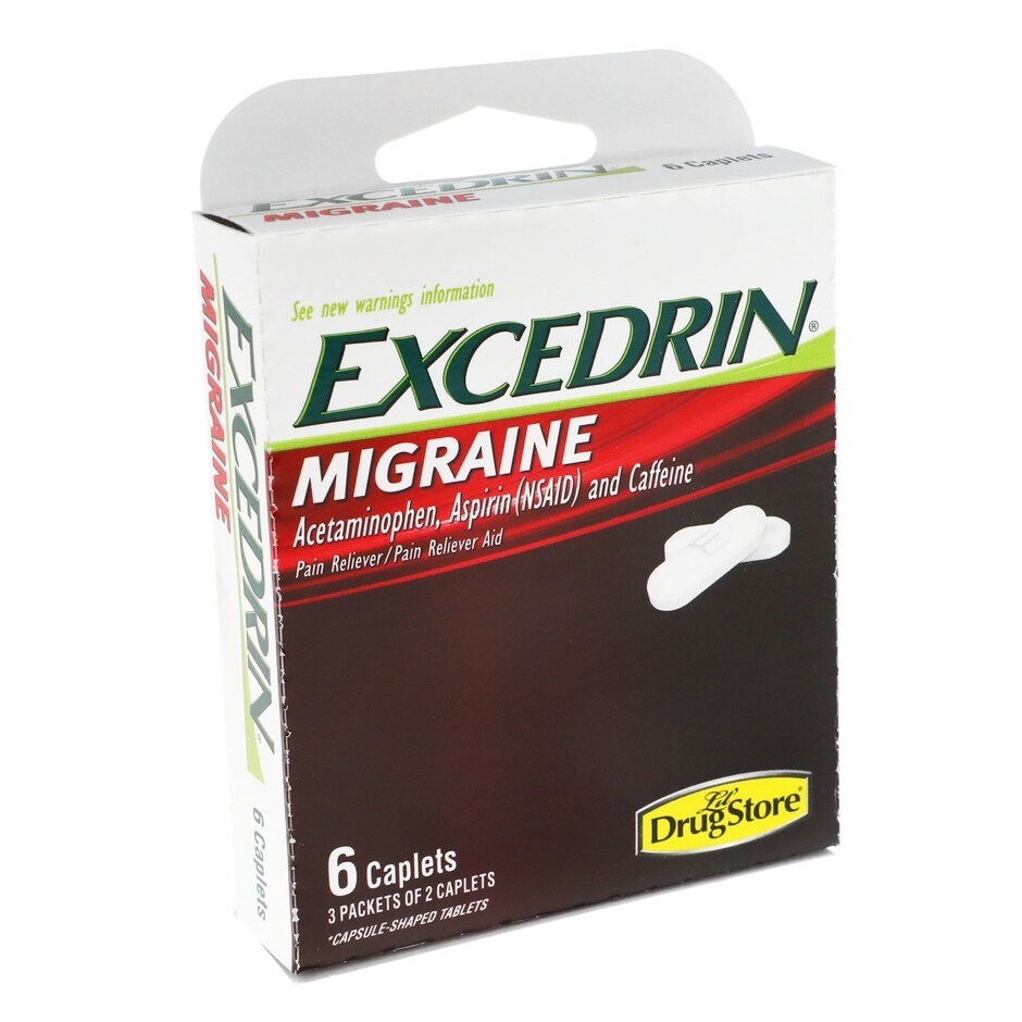 Excedrin Migraine Pain Reliever Caplets ( 6 Caplets per box), Expiry ...