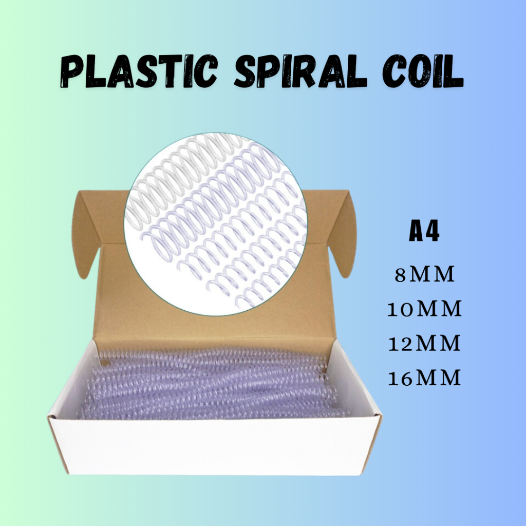 A4 Plastic Spiral Coil WHITE/CLEAR (8MM |10MM |12MM |16MM) | Shopee ...