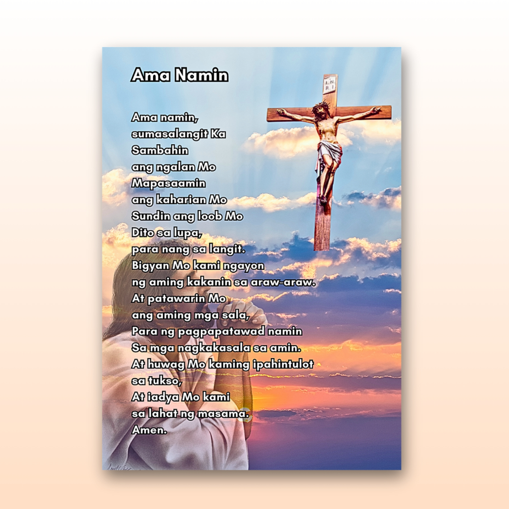 Tagalog / English Prayers Mga Dasal Ama namin, Aba Ginoong Maria A4 ...