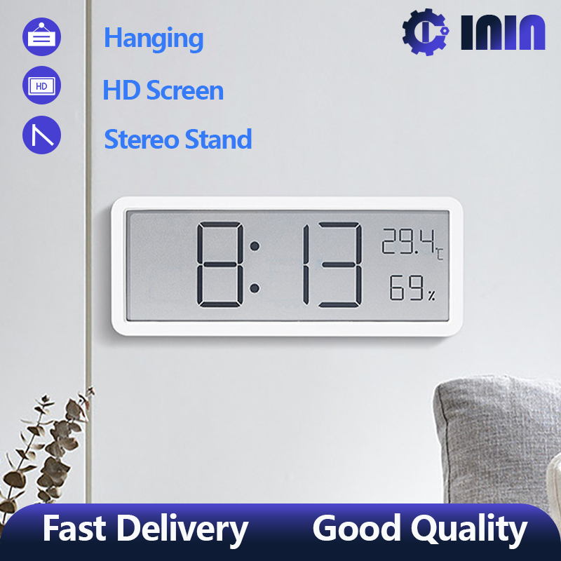 ININ LCD Temperature Humidity Electronic Clock Wall Hanging/display ...