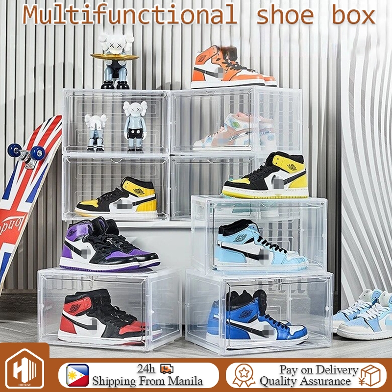 Shoes Box Storage Magnetic Multifunction Transparent Stackable Shoe Box ...