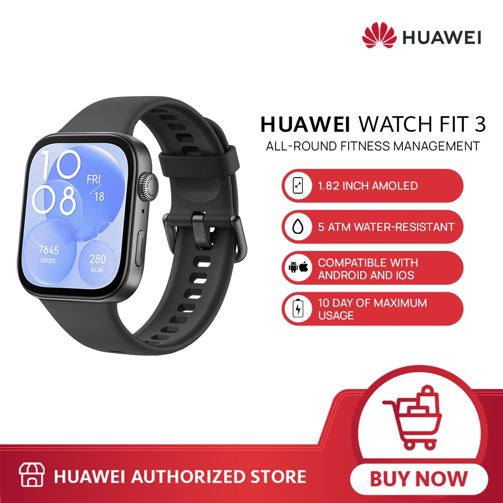 HUAWEI WATCH FIT 3 Smartwatch | 1.82 inch AMOLED | 5 ATM water ...