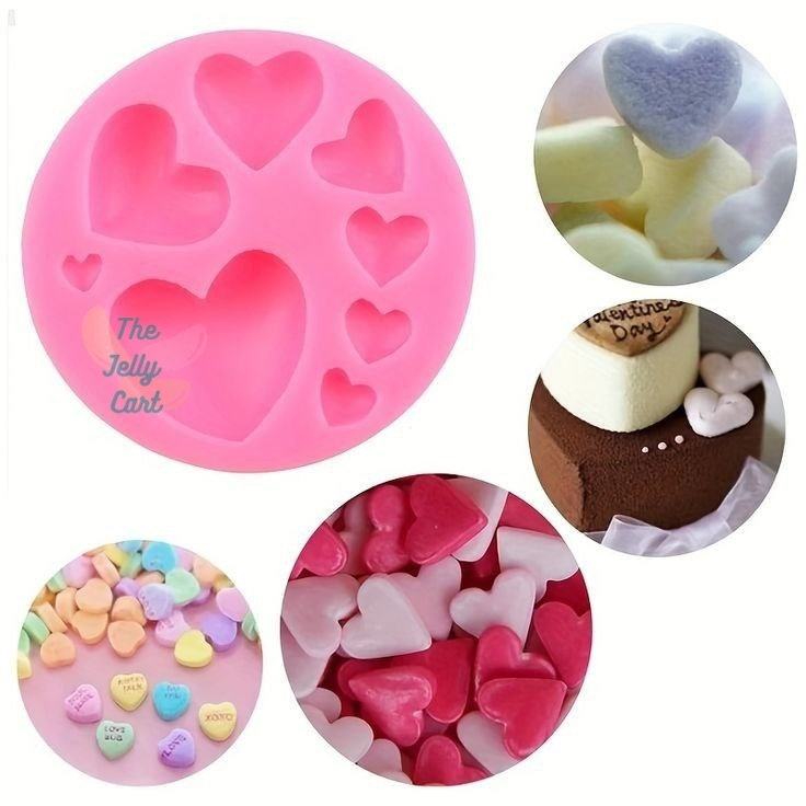 Heart Round Silicone Molder DIY Mini Hearts Fondant Cake Decoration ...