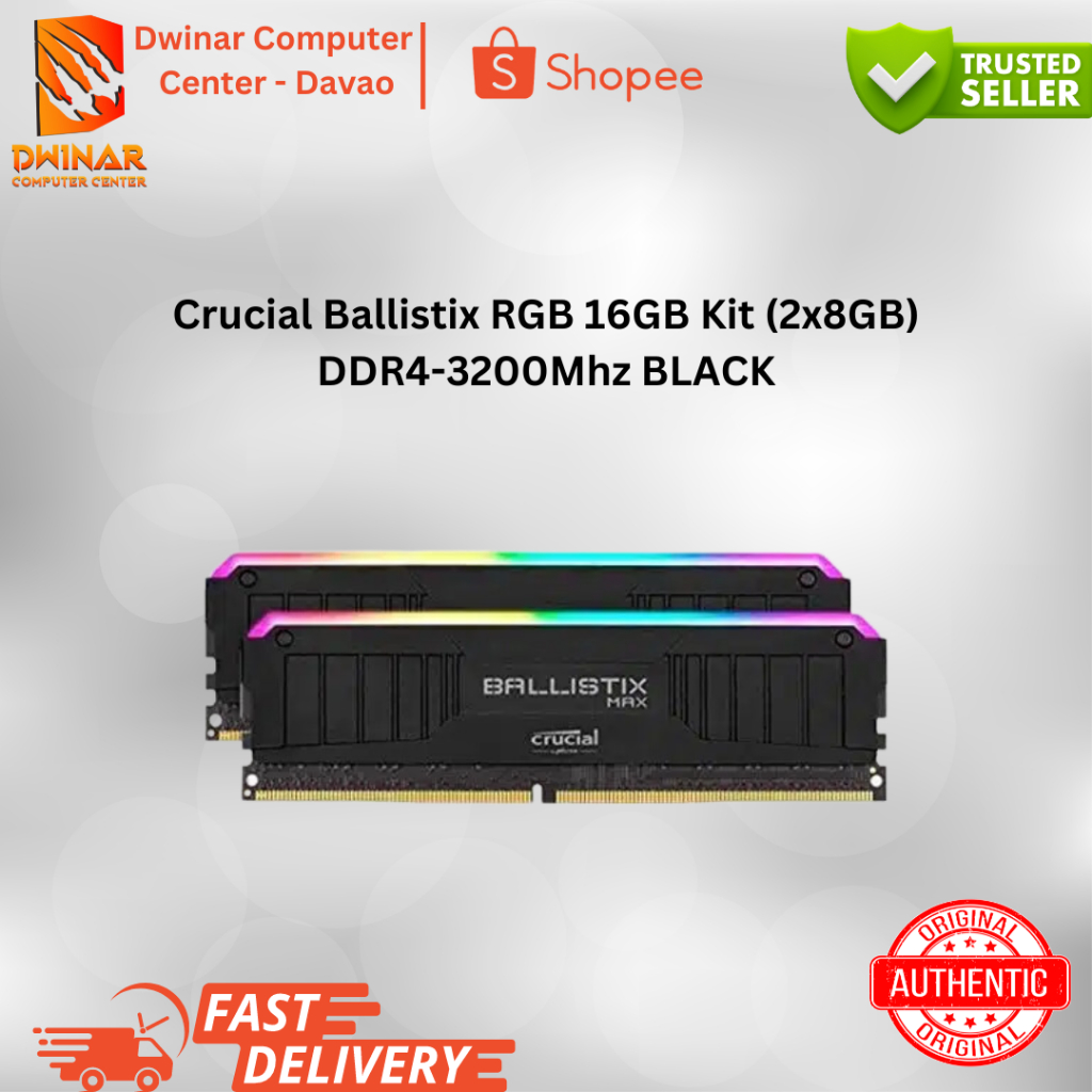 Crucial Ballistix RGB 16GB Kit (2x8GB) DDR4-3200Mhz BLACK | Shopee ...