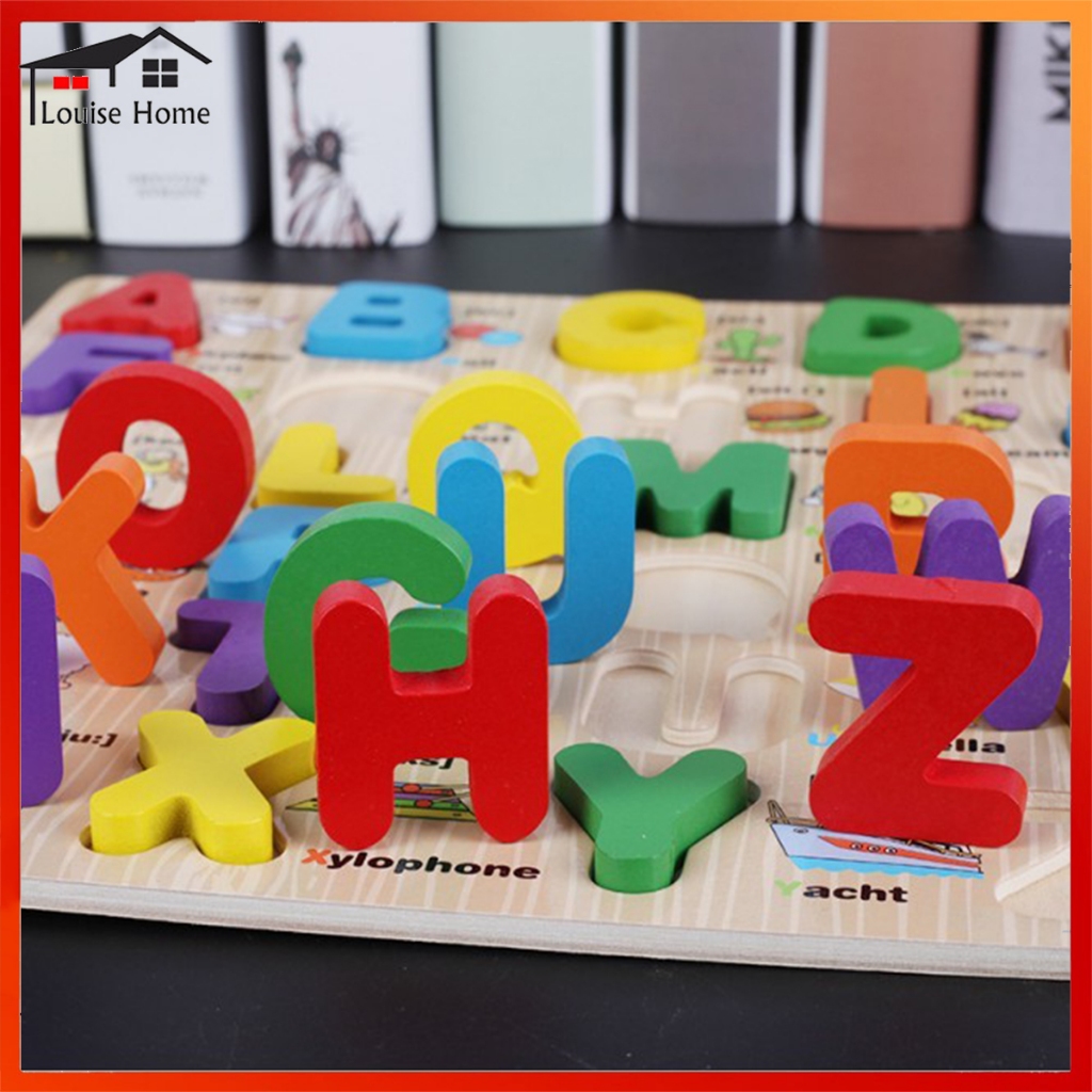 ABC Alphabet Digital Puzzle Wooden Toys Kid Number Letter shape ...