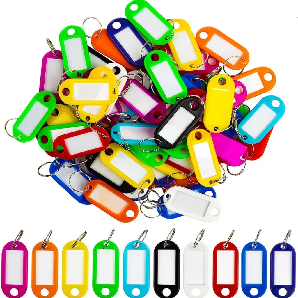 50Pcs Plastic Keychain Key Tags Id Label Name Tags With Split Ring For ...