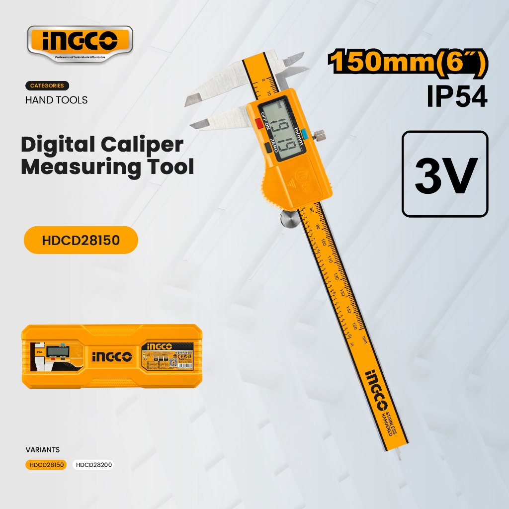 Ingco Digital Caliper Measuring Tool IP54 Water Resistant 150mm ...