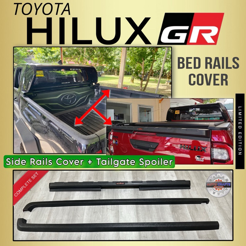 TOYOTA HILUX GR SPORT 2024-2025 BED RAIL COVER (3 pcs Tailgate Spoiler ...