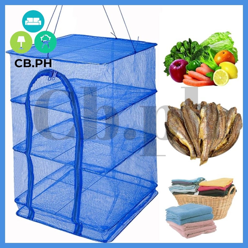 CB.PH 4 Layers Foldable Drying Fishing Net Rack Hanging Vegetable Fish ...