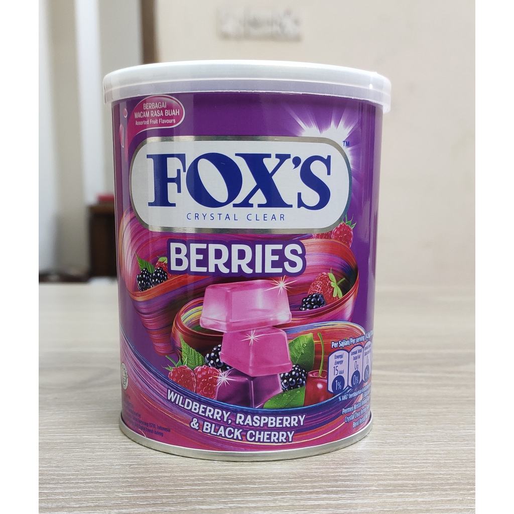 Fox's Crystal Clear Candy Canister in 3 flavors, Berries, Fruits ...