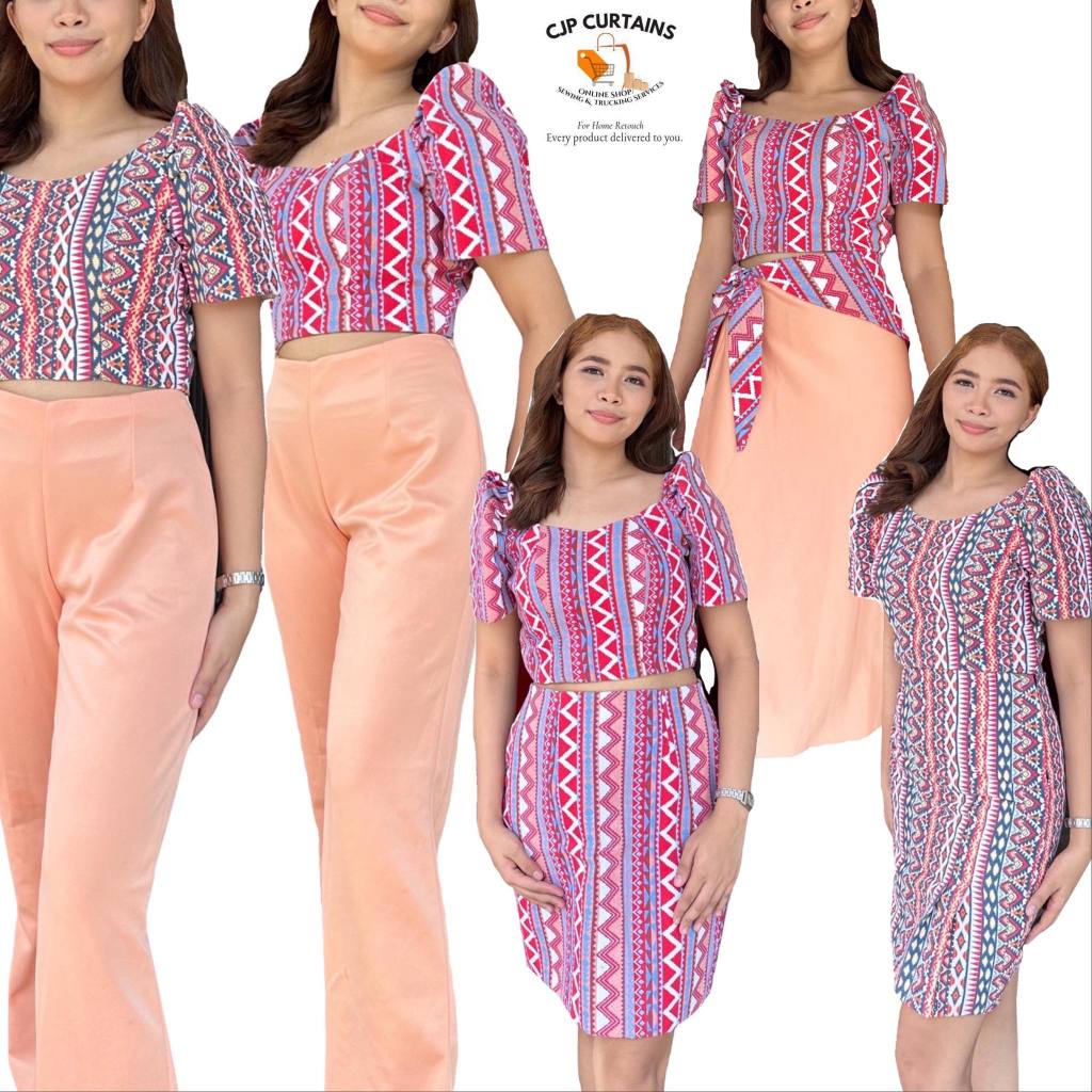 Filipiniana Elegant Women's Formal Crop Top with Handwoven Baguio ...
