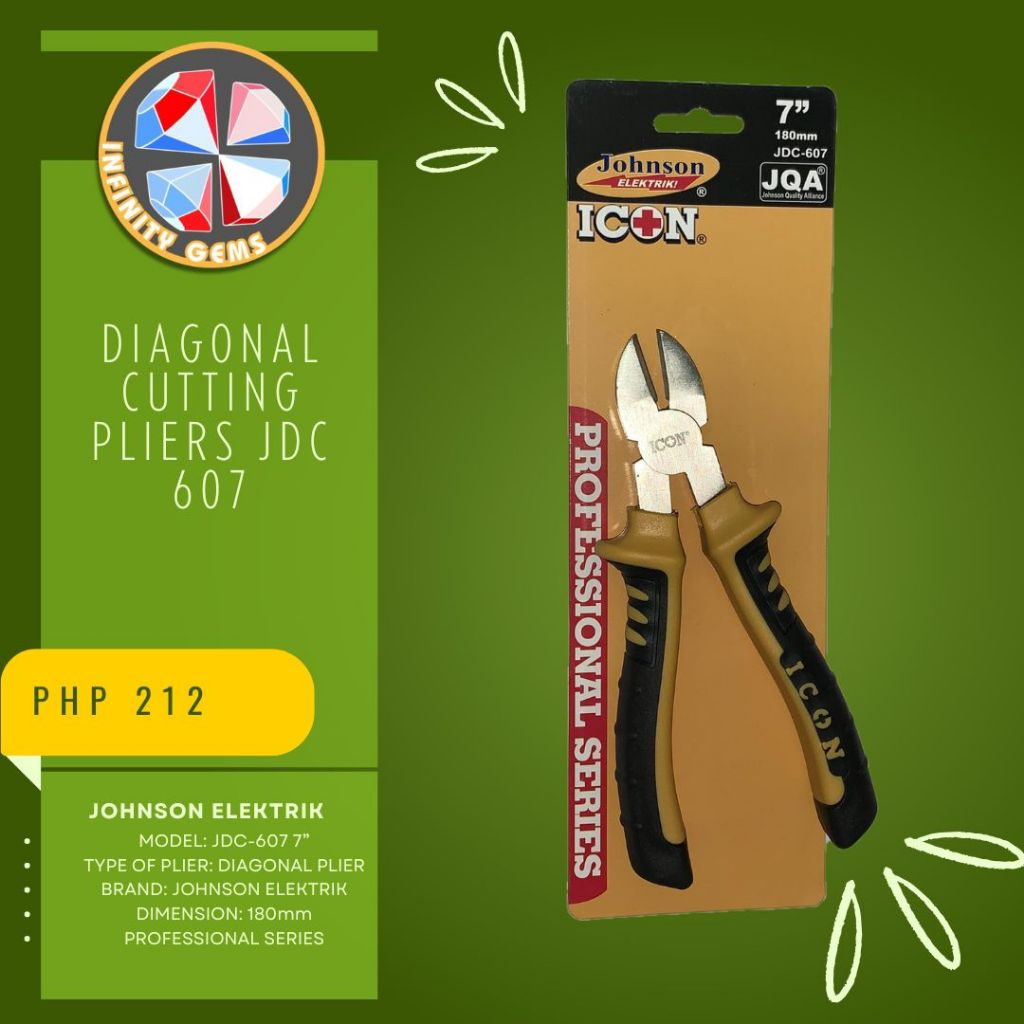 DIAGONAL CUTTER -JOHNSON ELEKTRIK-JDC 607 7" | Shopee Philippines