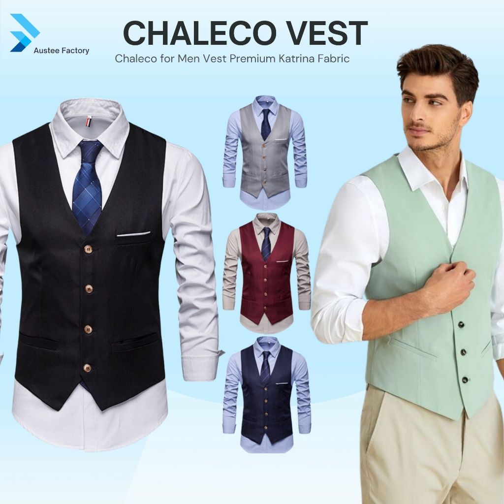 AAustee Chaleco for Men Vest for Men Premium Katrina Fabric Coats Men clothes Formalattire ...