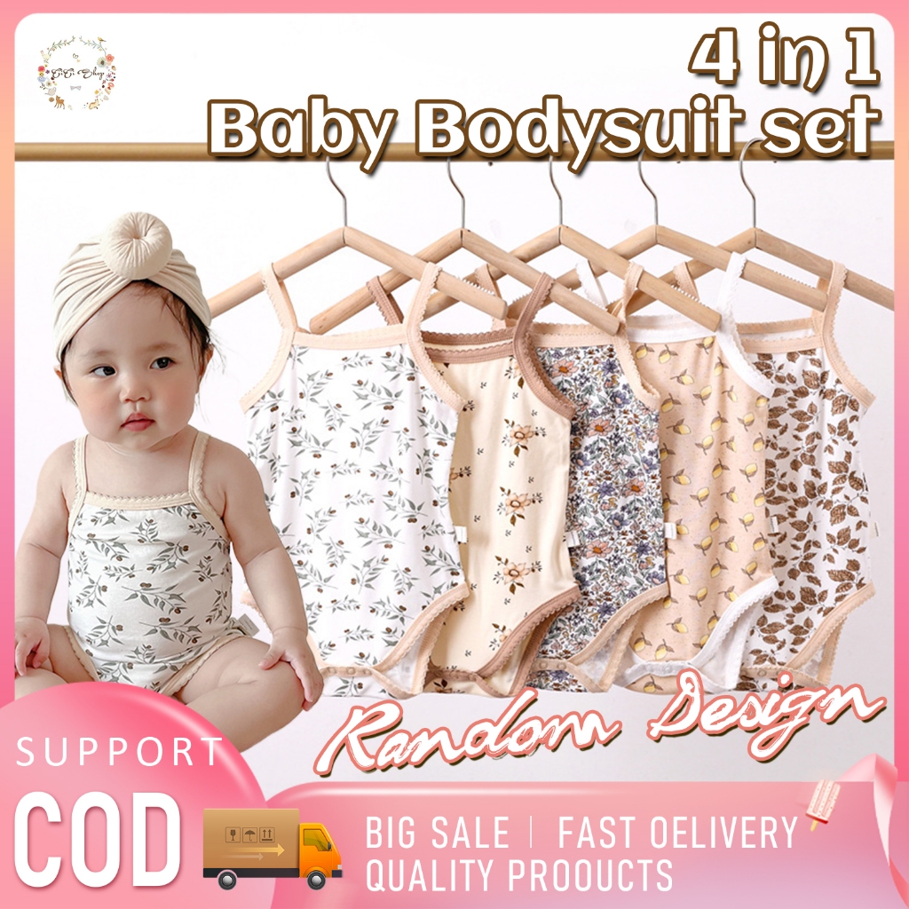 CICI Baby Girls 4pc Set Newborn Sleeveless Onesie Romper Bodysuits baby ...