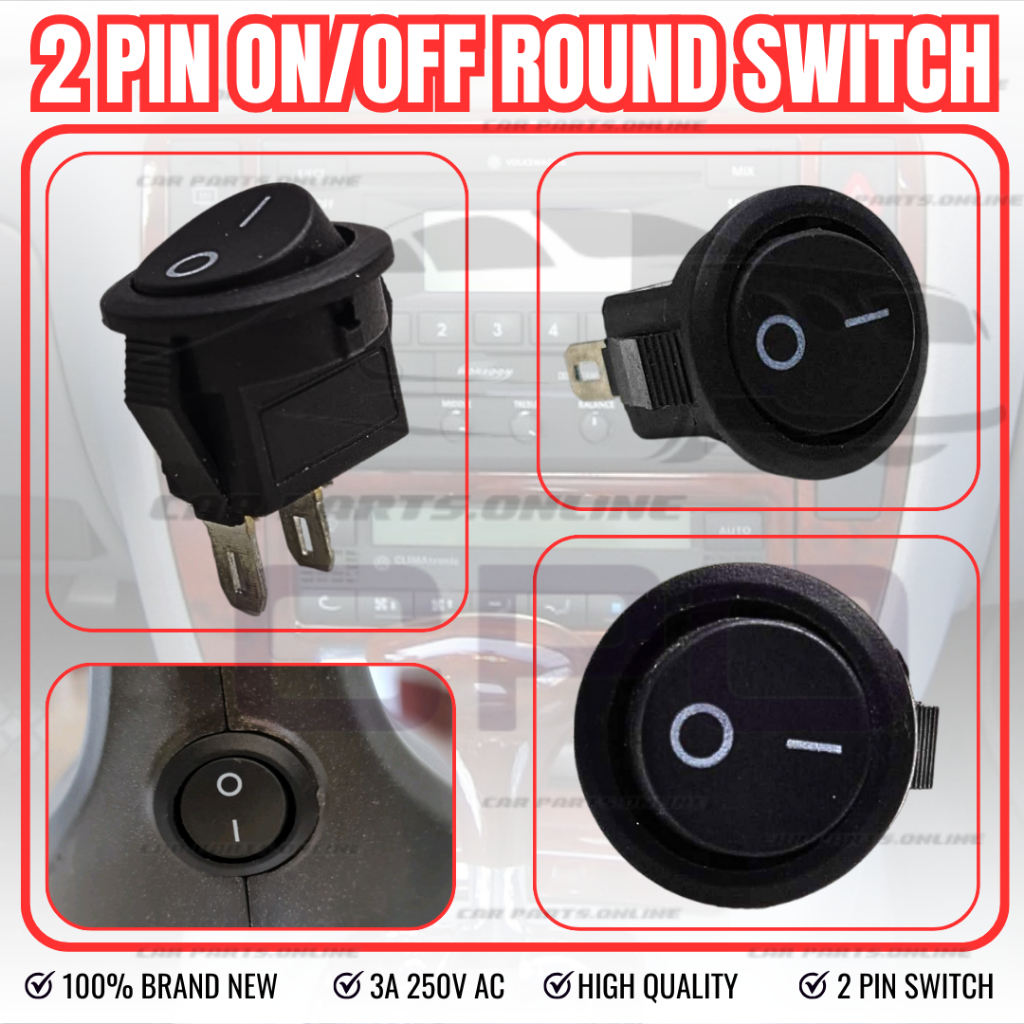 CPO (4689) Car 2 Pin On Off Round Auto Rocker Switch 3A 250V AC/ 6A ...