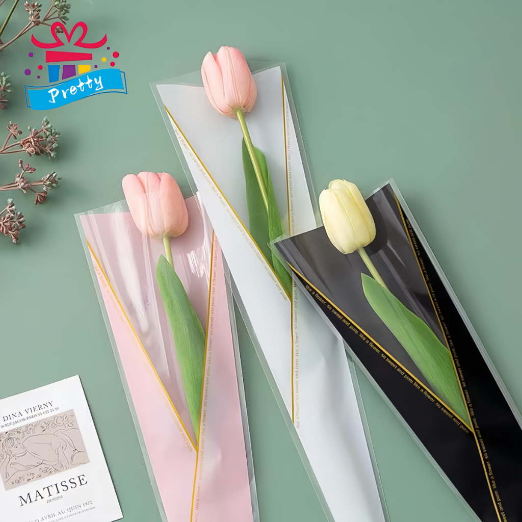 【Pretty 】50PCS Flower packaging transparent bag Waterproof bouquet ...