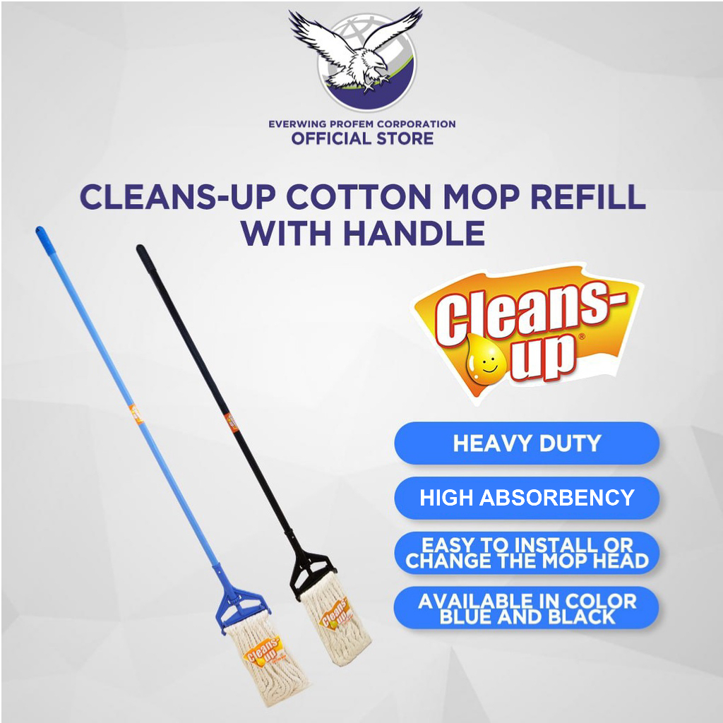 Cleans Up Cotton Mop Medium With Handle (Heavy Duty, commercial office ...
