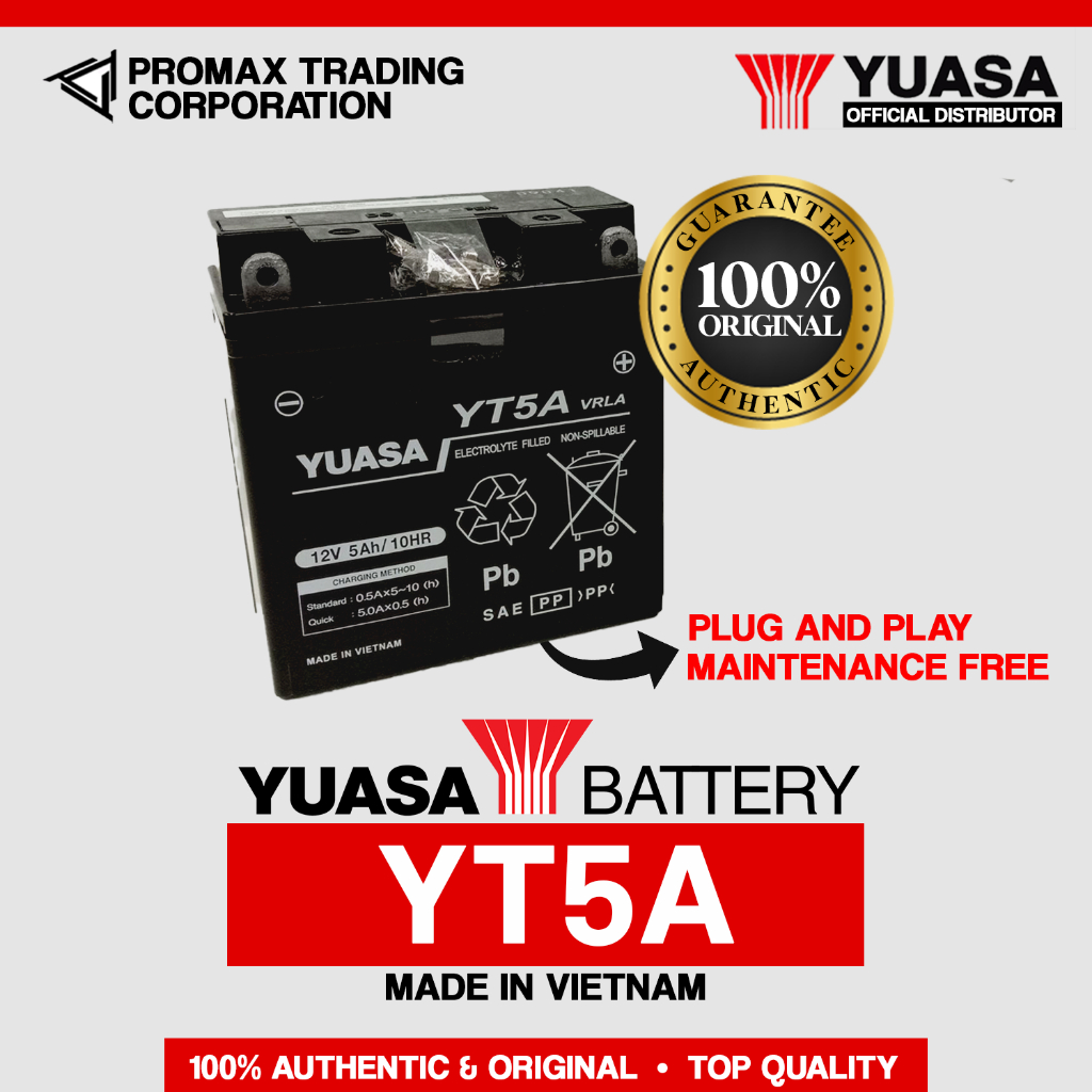 YUASA YT5A (YB5L) Motorcycle Battery (made in Vietnam) - for YAMAHA MIO ...