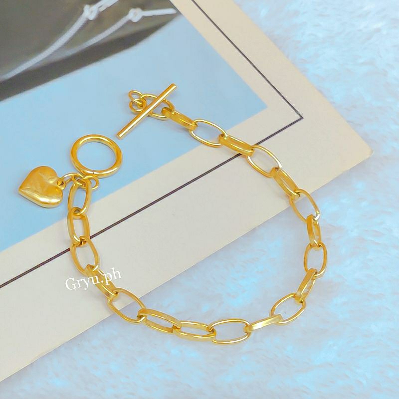 Gryu.ph Stainless Steel Gold Charm Women's Bracelet Hypoallergenic Non ...