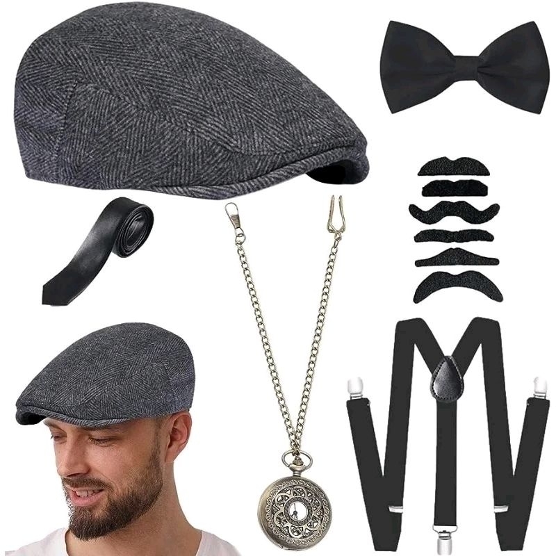 Gatsby Accessories for Men | 1920s Men's Accessories Flat Cap Gangster ...