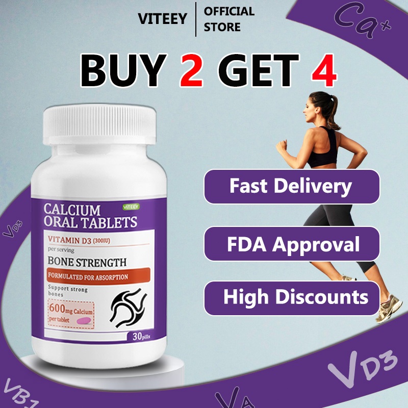 VITEEY Vitamin D3 300iu Calcium 600mg 30 tablets | Shopee Philippines