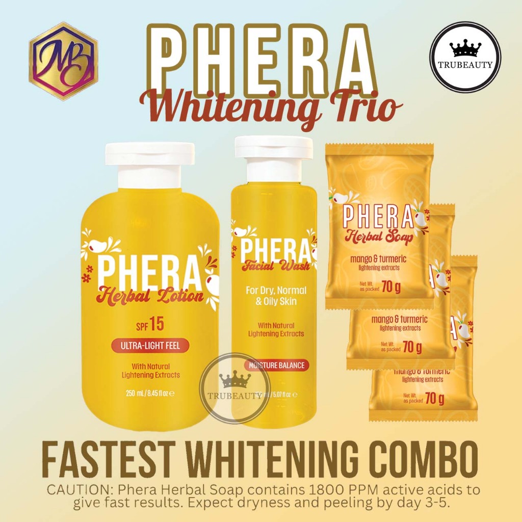 Phera Herbal Whitening Set (3 Soap Bars + Face Wash + Lotion) | Shopee Philippines