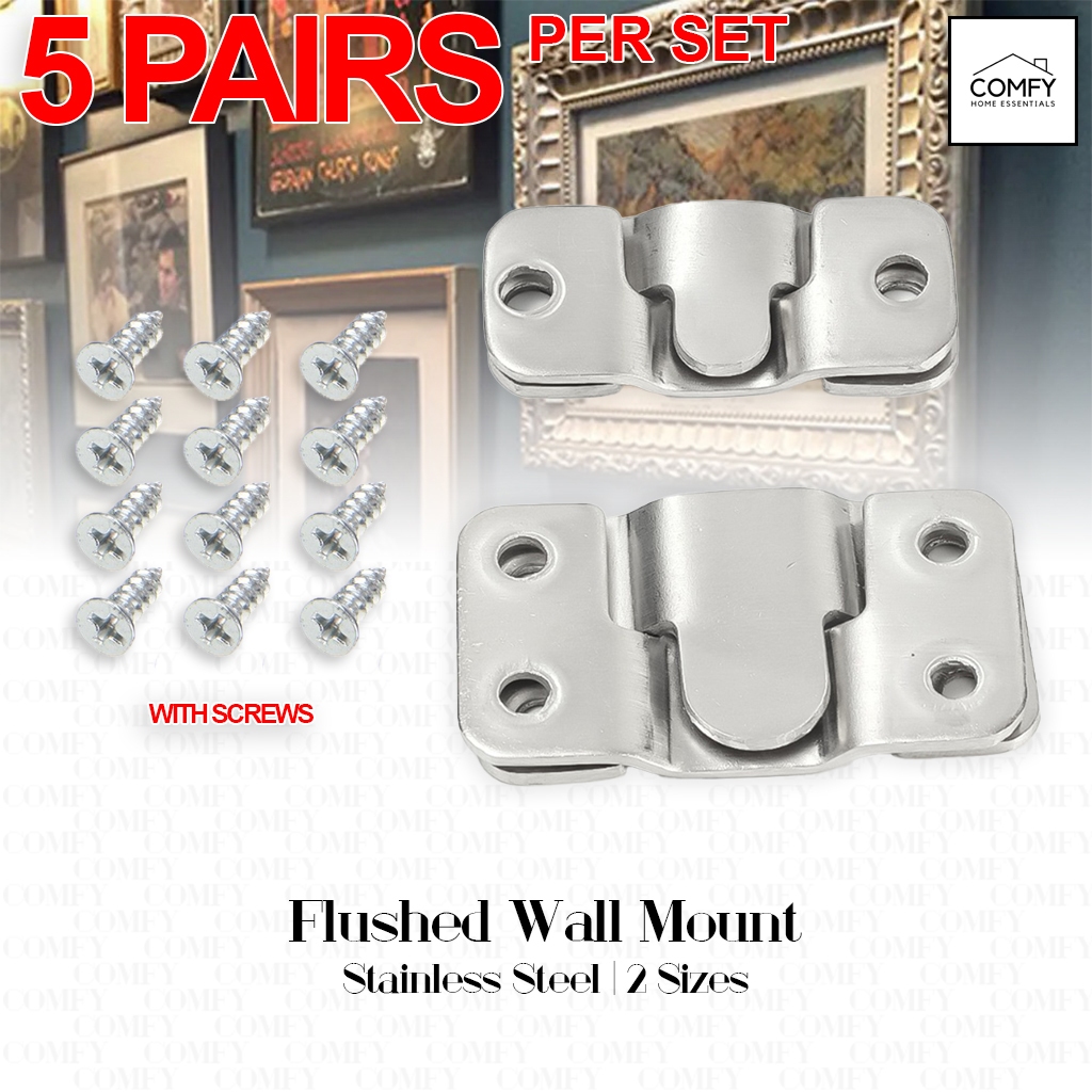 5 PAIRS Flush Mount Photo Frame Hook Clip Interlock Bracket Hanging ...