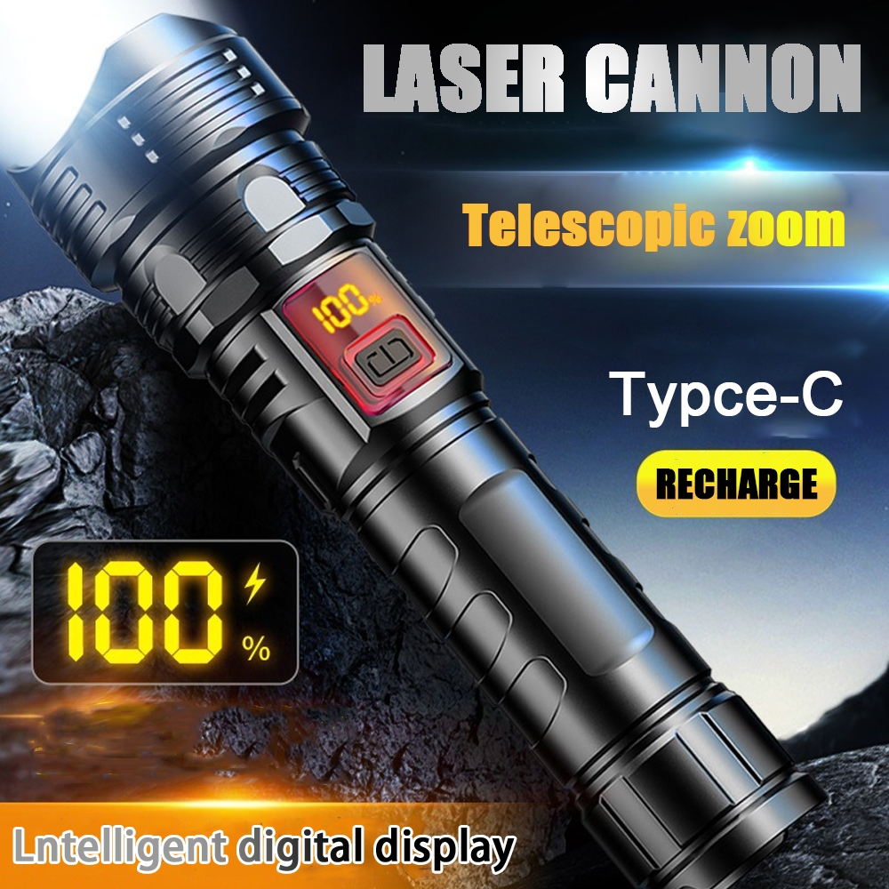 1000m zoom Flashlight Rechargeable Waterproof Smart Digital Display LED ...